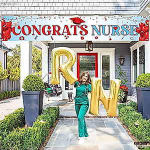Xtra-Large Congrats Nurse Banner - 120x20 Inch | Blue and Red Nursing Graduation Party Supplies | Nurse Party Decorations | Rn Graduation Party Decorations 2023 | Nurse Graduation Decorations 2023