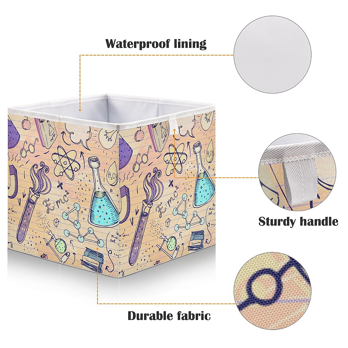 ALAZA Foldable Storage Bins, Science Lab Objects Biology Geology Alchemy Chemistry Storage Boxes Decorative Basket for Bedroom Nursery Closet Toys Books