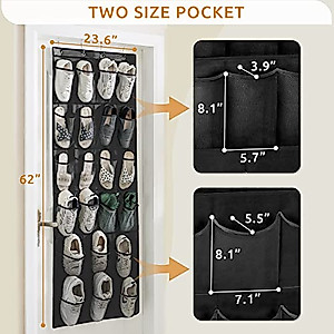 YOUDENOVA Over the Door Hanging Shoe Organizer - 2 Pack, 22 Extra Large Mesh Pockets Shoe Storage Racks Holders Behind Closet Door with 4 Metal Hooks for Sneakers, High Heels, Slippers
