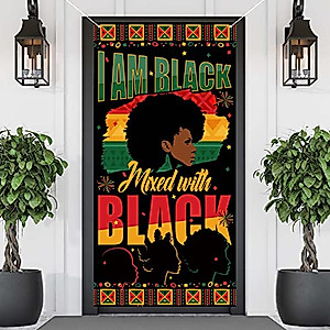 FARMNALL Black History Month Door Cover African American Decoration Party Photography Door Banner Farmhouse Holiday Decor Pattern Black Red Yellow Supplies for Home Office