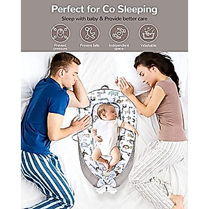 GIEFRNE Baby Nest Cover Baby Lounger Cover Newborn Bassinet Mattress for Baby 0-12M Portable Infant Floor Seat Co-Sleeping Baby Registry(Zoo), Pink