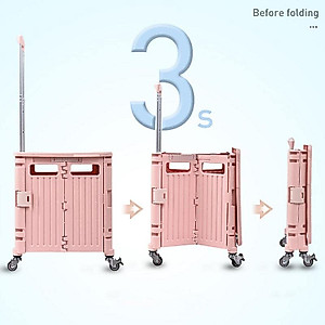 Foldable Rolling Crate Trolley Cart with Wheels Foldable Utility Cart on Wheels Collapsible Cart with Wheels Folding Portable Rolling Crate Handcart Shopping Trolley Wheel Box Lid Collapsible Grocery