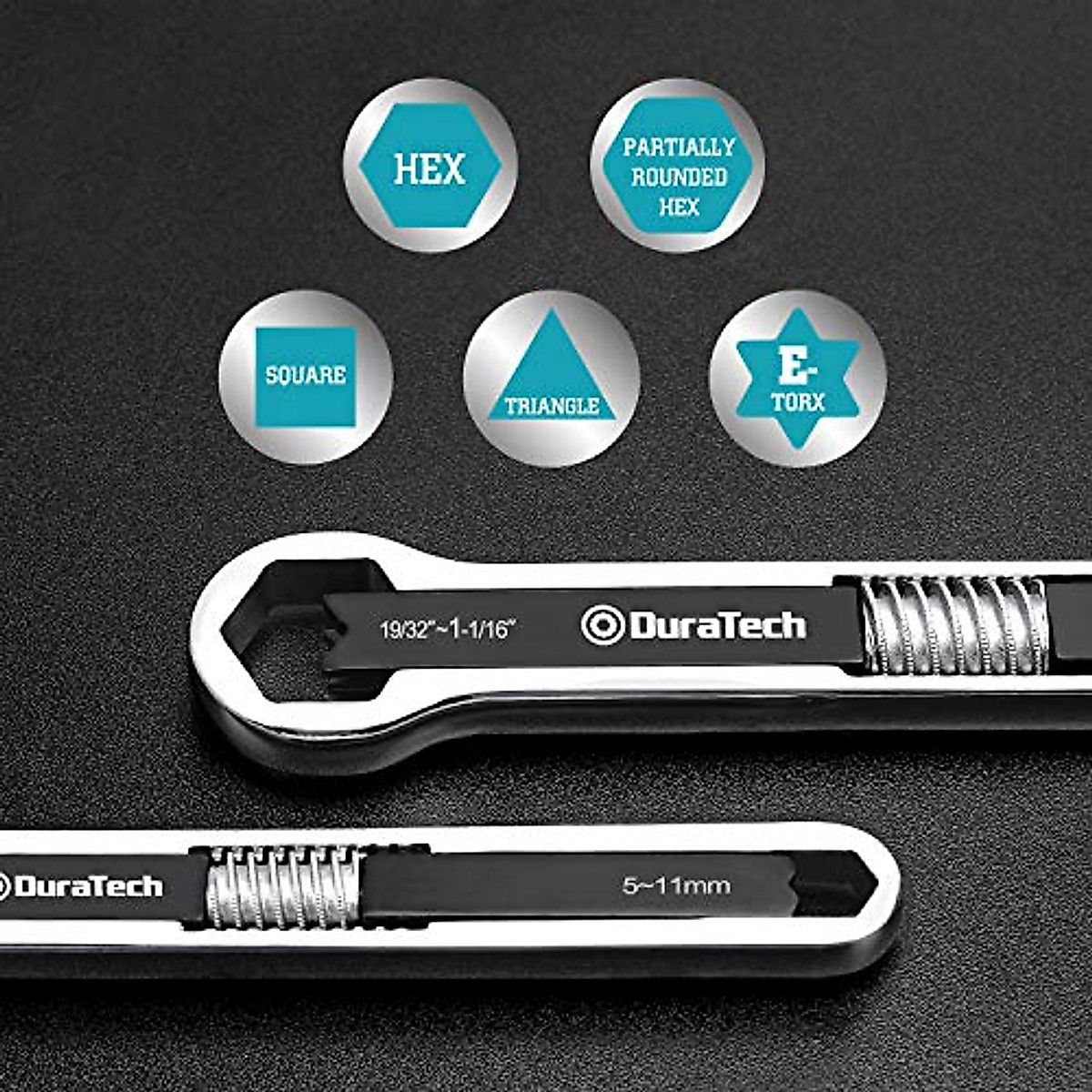 DURATECH Universal Wrench Set, Adjustable Wrench Set, SAE & Metric, 8-inch&10-inch, 44 sizes in 2 Piece, Drop Forged, ANSI standard