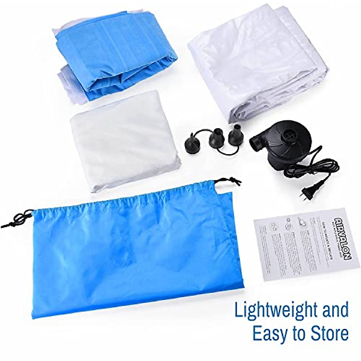 Airvalon Inflatable Toddler Travel Bed with Fitted Bed Sheet + Pump | Portable Toddler Bed for Kids | Toddler Air Mattress | Kids Air Mattress - Blue/Pink