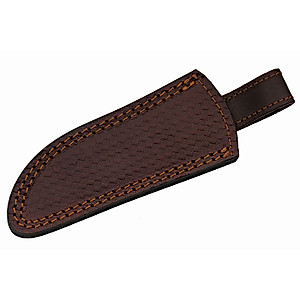 Szco Supplies 8" Horn/Twisted Wood Handle Damascus Steel Upsweep Skinning Knife With Sheath