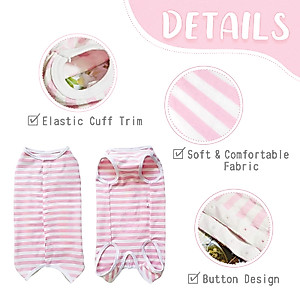 Paipeper Dog's Recovery Suit Post Surgery Shirt for Puppy, Small Dog Surgical Recovery Suit for Female Male Dogs, Dog Onesie Protect Surgical Wound(Pink White Stripe-s)