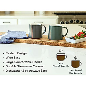HONED Ceramic Large Coffee Mug Set of 2, 16 oz Coffee Cups, Handcrafted Unique Coffee Mugs or Tea Cup Set, Modern Coffee Mug for Home, Office or Gift, Dishwasher and Microwave Safe