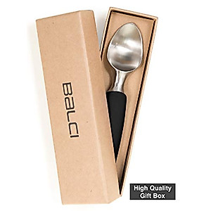 BALCI Ice Cream Scoop - Heavy Duty Stainless Steel Icecream Scooper With Non-Slip Rubber Grip - Professional Metal Ice-Cream Spade - Dishwasher Safe – Black
