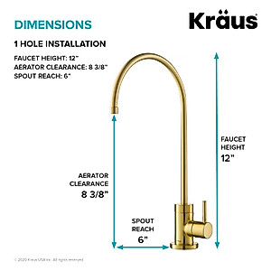 KRAUS Purita 100% Lead-Free Kitchen Water Filter Faucet in Brushed Brass, FF-100BB