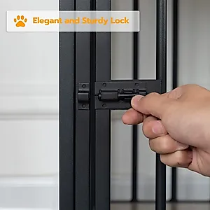 HOOBRO Dog Crate Furniture, Wooden Dog House, Decorative Dog Kennel with Drawer, Indoor Pet Crate End Table for Small Dog, Steel-Tube Dog Cage, Chew-Proof, Rustic Brown and Black BF01GW03