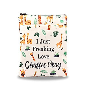 Giraffe Lovers Book Sleeve Giraffe Book Cover Funny Giraffe Lady Book Pouch Giraffe Keeper Book Sack Giraffe Book Protector Waterproof Zipper BFF Gift (GiraffeBS)