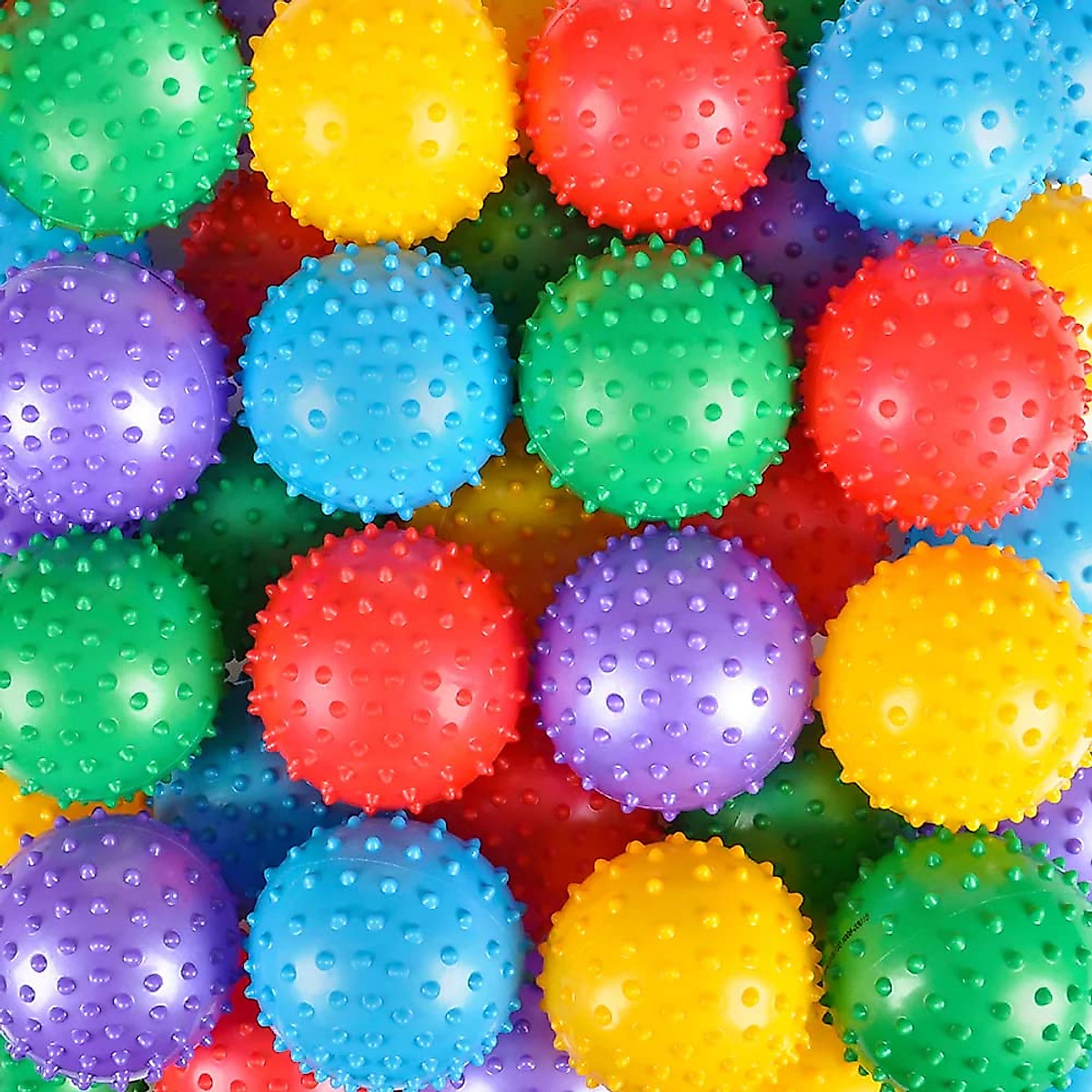 The Dreidel Company Inflated Bouncing Knobby Balls, Assorted Colors, 3" (12-Pack)