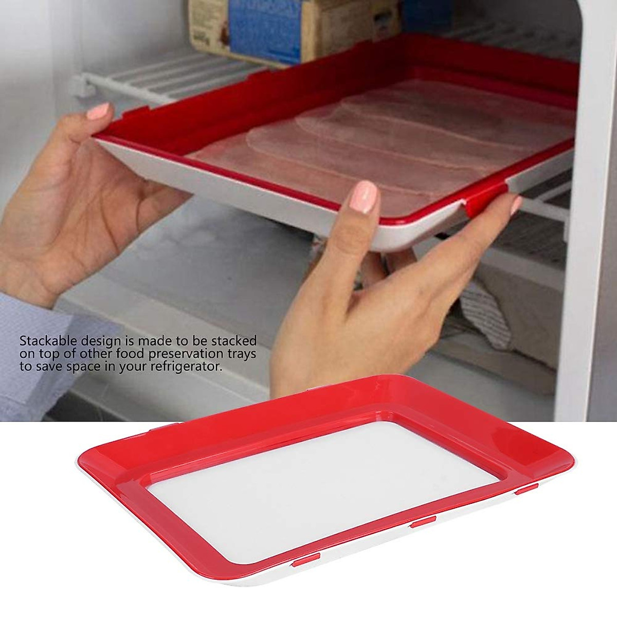 Zerodis Food Preservation Trays Reusable Food Preservation Tray Vacuum Seal Stackable Food Storage Container Kitchen Tools