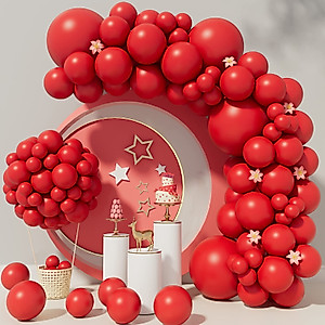 Red Balloons 110Pcs Red Balloon Garland Arch Kit 5/10/12/18 Inch Matte Latex Red Balloons Different Sizes as Birthday Balloons Wedding Valentine’s Day Balloons Christmas Balloons Party Decorations