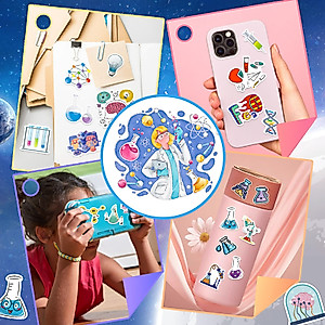 JYDanySoo Science Vinyl Stickers, 100 Pcs Waterproof Decals for Kids, Water Bottle, Laptop, Skateboard Stickers, Colorful Lab Designs