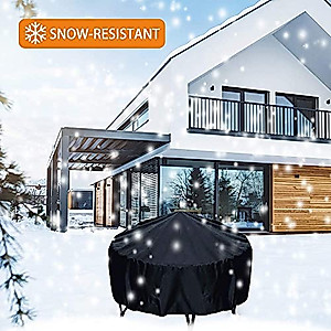 SUPTEMPO Fire Pit Cover Round for Fire Pit 22 Inch - 34 Inch, 420D Heavy Duty Fire Pit Cover, Outdoors Waterproof Windproof Anti-UV