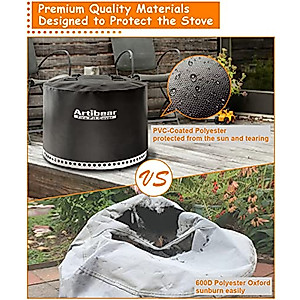 Artibear Outdoor Fire Pit Protective Shelter Cover Compatible for Solo Stove Bonfire, 21 Inch Round, Black