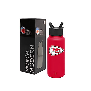 Simple Modern Officially Licensed NFL Water Bottle with Straw Lid | 32oz Vacuum Insulated Stainless Steel Thermos | Summit Collection