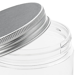 ZEONHEI 30 Pack 8 Oz Plastic Jars with Aluminum Lid, Wide Mouth Clear Empty Plastic Containers for Food Storage Cream Jam Samples