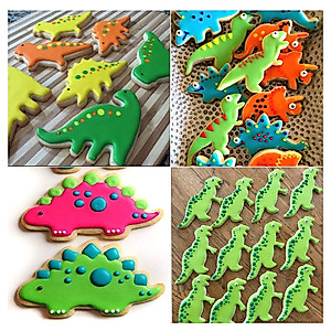 Dinosaur Cookie Cutter Set 10 Piece Dinosaur Footprint,Dinosaur Eggs,Brontosaurus,Camarasaurus,Stegosaurus,Triceratops Dinosaurs Mold for Kids Dinosaur Birthday Party Cakes,Biscuits and Sandwiches.