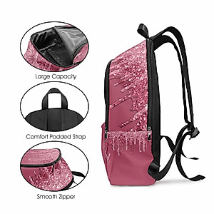 Personalized School Backpack for Daughter Son Custom Red Shinning Glitter Initial Casual Daypacks Lunch Tote Bag Customized Travel Book Bag with Name Knapsack Schoolbag for Teens Boys Girls College