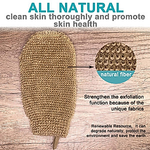 2 pcs/Set Large Natural Exfoliating Hemp Back Scrubber for Shower for Men and Women - Rub Glove Mitt Mitten - Deep Clean & Invigorate Your Skin - Machine Wash and Dry - Double Sided Available