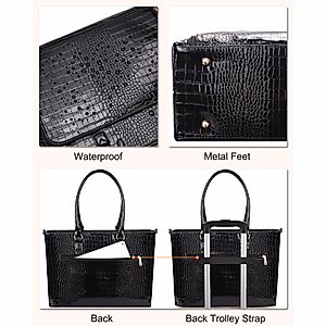 Laptop Tote Bag for Women 17.3 Inch Waterproof Leather Large Laptop Bag Business Office Work Briefcase Stylish Computer Bags Handbag Satchel Shoulder Bag with USB Charging Port