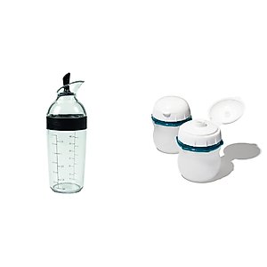 OXO Good Grips Salad Dressing Shaker and Prep & Go Leakproof Silicone Squeeze Bottles Bundle