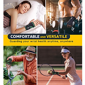 HiRui 2-Pack Wrist Brace Wrist Wraps, Hand Compression Sleeves with Wrist Straps Support for Fitness Weightlifting MTB Tendonitis Carpal Tunnel Arthritis Pain Relief (Black, Medium)