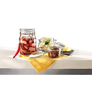 Bormioli Rocco Fido, 2 Pack, 33.75 Oz. Food Storage Glass Jars, Airtight Rubber Seal & Glass Lid, with Stainless Wire Clamp, Mason Jar, Made in Italy