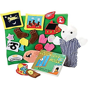 Constructive Playthings 20 pc. Puppet and Props Set for "Goodnight Moon" with The 30 Page Board Book for Ages 2 Years and Up