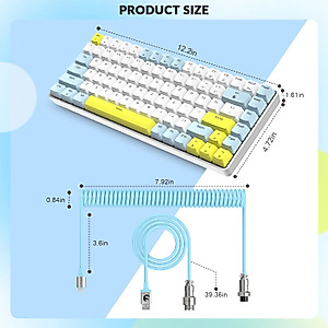 ZIYOU LANG RK-K84 Wired 75% Mechanical Gaming Keyboard Hot Swappable with Rainbow LED Backlit Anti-ghosting TKL 84 Key Custom Coiled C to A Cable Linear Red Switch for PS4 PS5 Xbox PC Mac Gamer(Lemon)