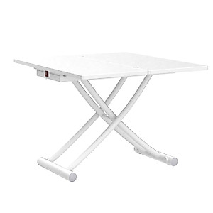 MYSELFLY Living Room Dinning Tables Folding Metal Lift Bracket Multifunction Transform Dinner Kitchen Coffee Tea End Table in Home Wood Desktop Design 40x35 White