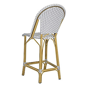 Safavieh PAT4019B Collection Gresley Grey and White Indoor/Outdoor Stacking French Bistro Counter Stool