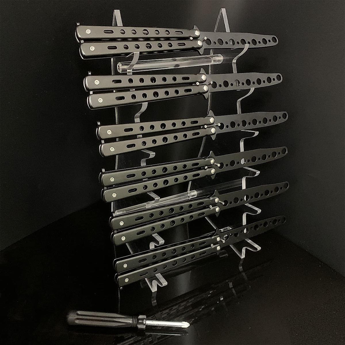 KAFENDA - Acrylic Knife Display Stand, Knife Set With Acrylic Stand, Holds 6 Knives, Pocket Knife, Folding Knife…