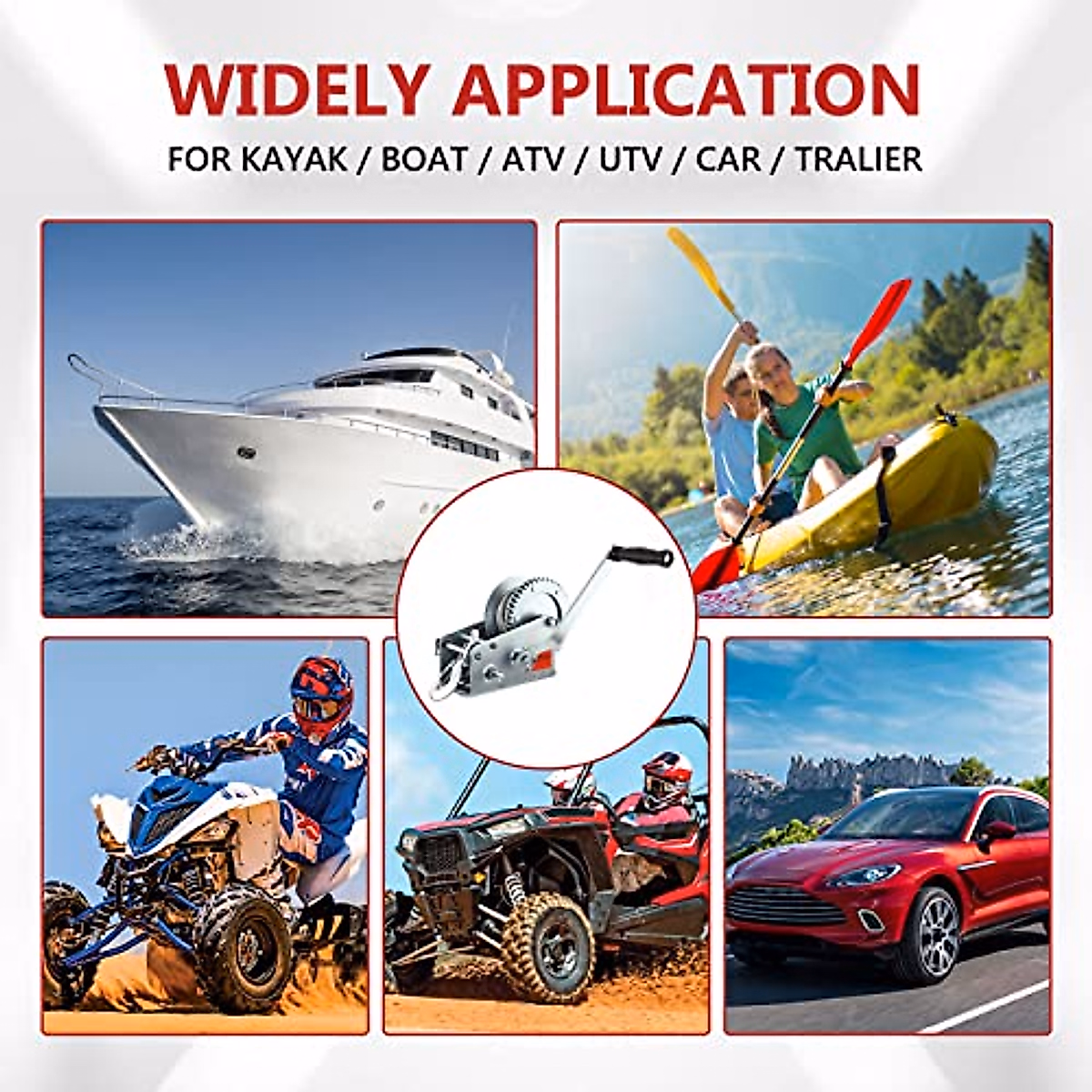 ALAVENTE Hand Winch Crank Cable 3500lbs, Heavy Duty Gear Winch for RV Trailer, Boat or ATV (Steel)