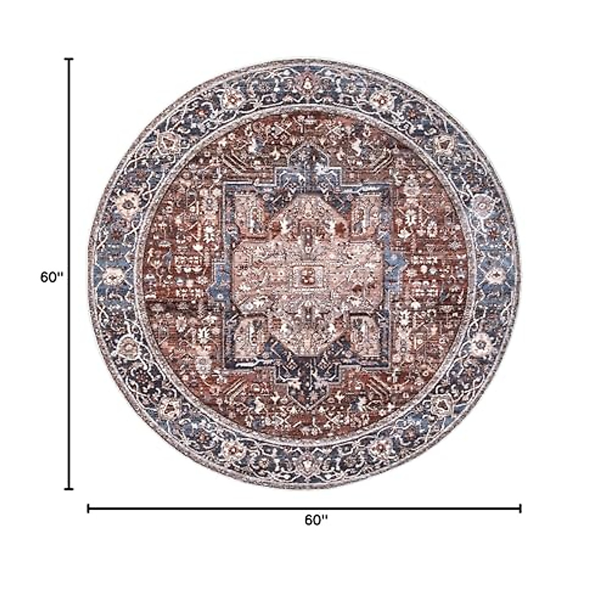 nuLOOM Harriet Vintage Medallion Fringe Area Rug - 5 Round Area Rug Traditional Blue/Multicolor Rugs for Living Room Bedroom Dining Room Kitchen