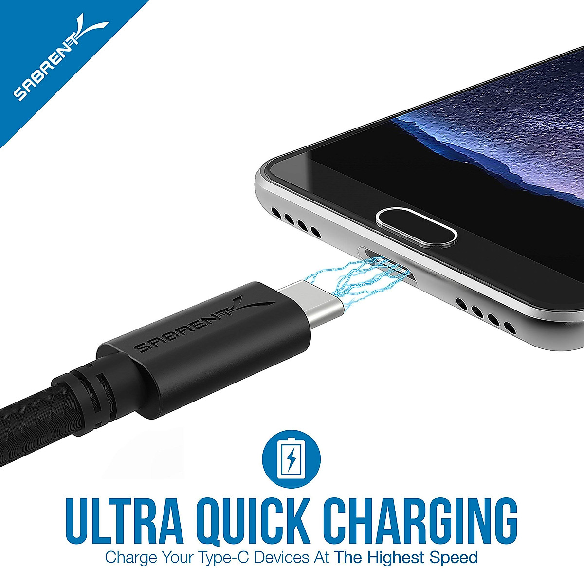 SABRENT 5 in 1 USB C Multi-Port HUB + [3-Pack] 22AWG Premium 3ft USB-C to USB A 3.0 Sync and Charge Cables
