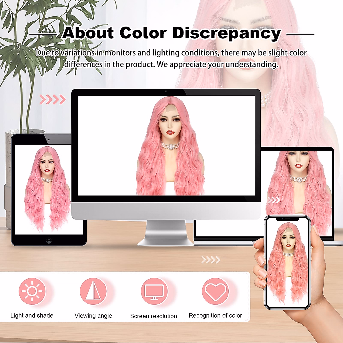 BUPPLER Cosplay Long Pink Wig 28 Inch Middle Part Synthetic Wig Realistic Gifts Party Wigs for Women Daily Use Colorful Wigs (Pink)