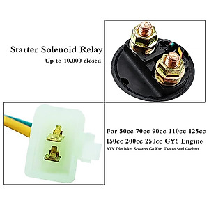 GY6 Motorcycle Parts Starter Solenoid Relay for 4-Stroke GY6 Engine 50cc 150cc 200cc 250cc ATV Dirt Bikes Scooters Go Kart Dne Buggys Quad Pit Bike Moped Roketa SSR Taotao Coolster