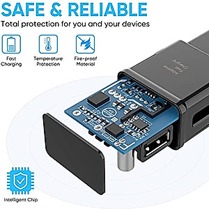 Adaptive Fast Charging USB Wall Charger Adapter Compatible Samsung Galaxy S21 S20 S10 S6 S7 S8 S9 / Edge/Plus/Active, Note 5 8, Note 9, Note 10, LG Quick Charge, Android Phone Travel Plug (2 Pack)