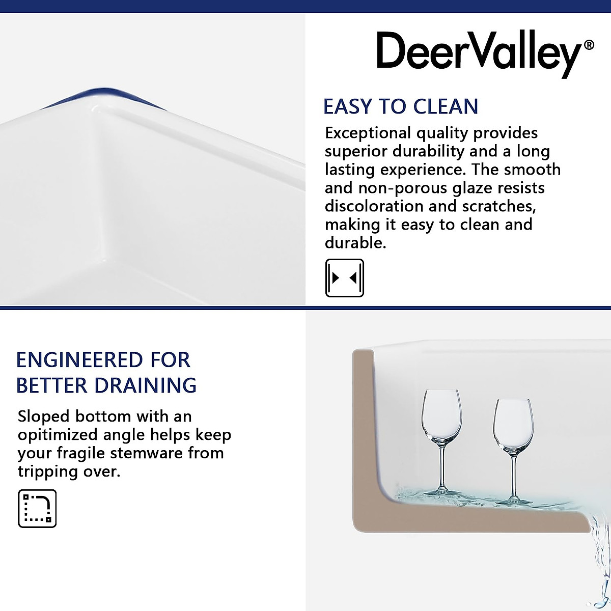 DeerValley 33 inch White Farmhouse Sink, Fireclay Farmhouse Kitchen Sink, Single Bowl Kitchen Sink, Front Apron Sink for Kitchen, Workstation Sink with Grid, Sink Strainer & Workstation Accessories