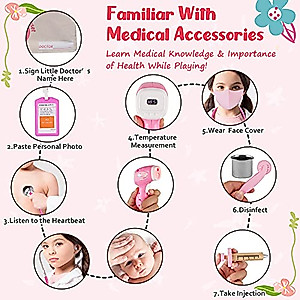 EFOSHM Doctor Kit for Kids, 32 Pieces Toy Medical Kit with Stethoscope, Coat, Doctor Pretend Play Toy Set with Medical Storage Bag for Girls Toddler Ages 3+