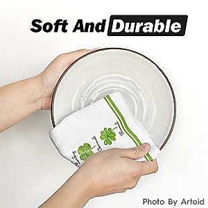 Artoid Mode Lucky Charmed Blessed Kitchen Dish Towels, 18 x 26 Inch Seasonal St. Patrick's Day Lucky Clover Shamrock Truck Ultra Absorbent Drying Cloth Tea Towels for Cooking Baking Set of 2