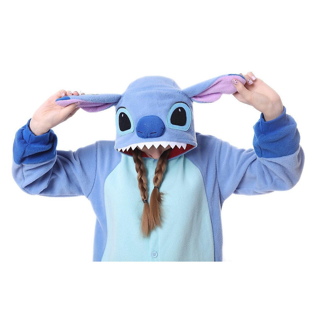 HANZEJINL Stitch Adult Onesie Pajamas,Polar Fleece Christmas Cosplay Costume,Womens Onesie Pajamas