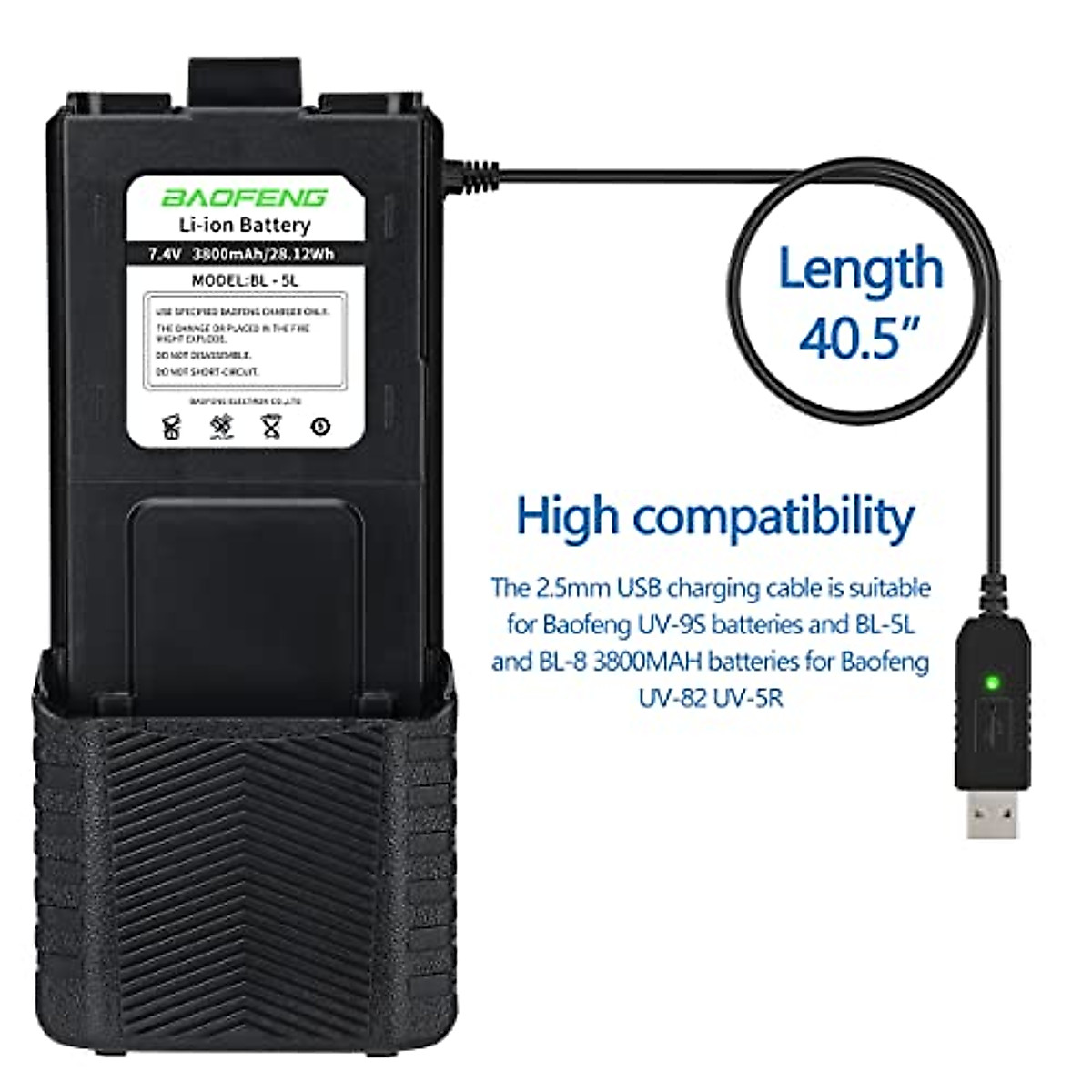 BAOFENG BL-5 3800mAh Extended Battery Walkie Talkie UV-5R BF-F8HP UV-5RX3 RD-5R UV-5RTP UV-5R MK2 MK3X MK5 Plus Series Two Way Radio