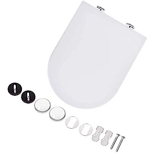 Toilet Seat will Slow Close Modern Lid Toilet Covers White D-Shape Easy Clean & Fix Adjustable Hinges Seat Quick Release Loo - Installation Tool fixtures Included