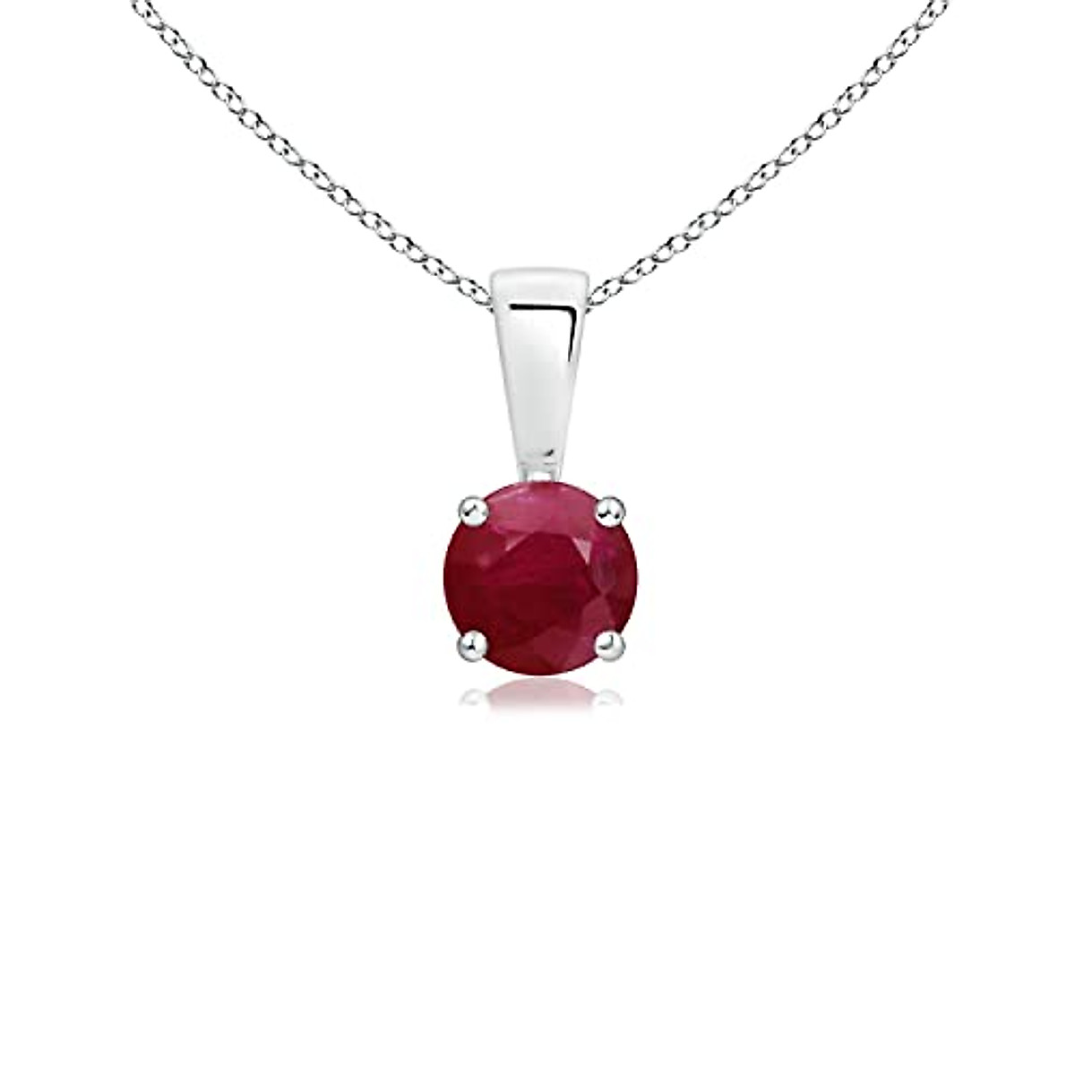Angara Natural Ruby Solitaire Pendant Necklace for Women In Sterling Silver with 18" Chain (0.3 Cttw 4mm Round Ruby)