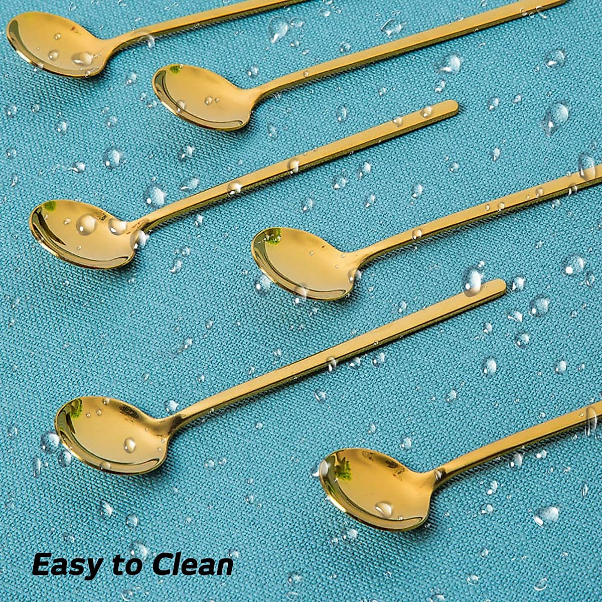 Pack of 6, Gold Plated Stainless Steel Espresso Spoons,lyfLux Mini Teaspoons Set for Coffee Sugar Dessert Cake Ice Cream Soup Antipasto Cappuccino, 5.3 Inch