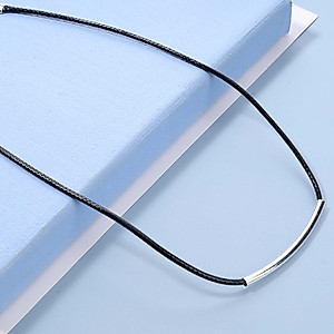 Yheakne Boho Bar Suede Choker Necklace Black Leather Necklace Chain Silver Bar Choker Black Cord Velvet Choker Necklace for Women and Girls Gifts